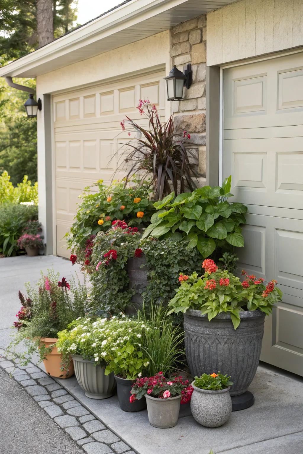 14+ Potted Plants in Front of Garage Ideas That Boost Your Home's Curb ...