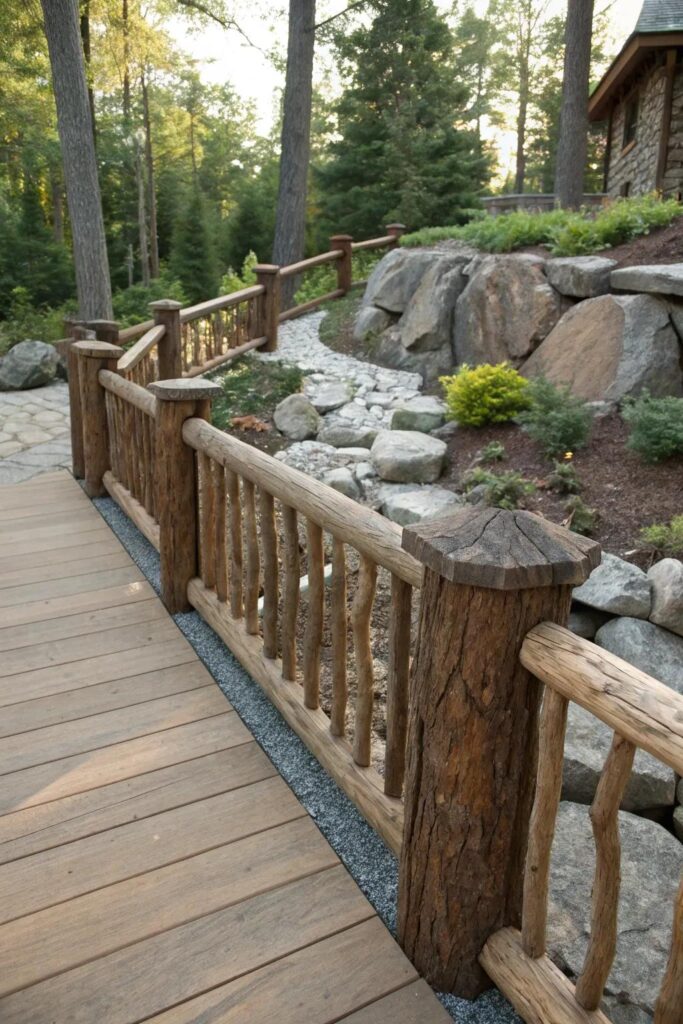 16+ Rustic Deck Railing Ideas for Log Cabins and Mountain Homes