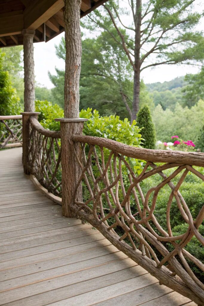 16+ Rustic Deck Railing Ideas for Log Cabins and Mountain Homes