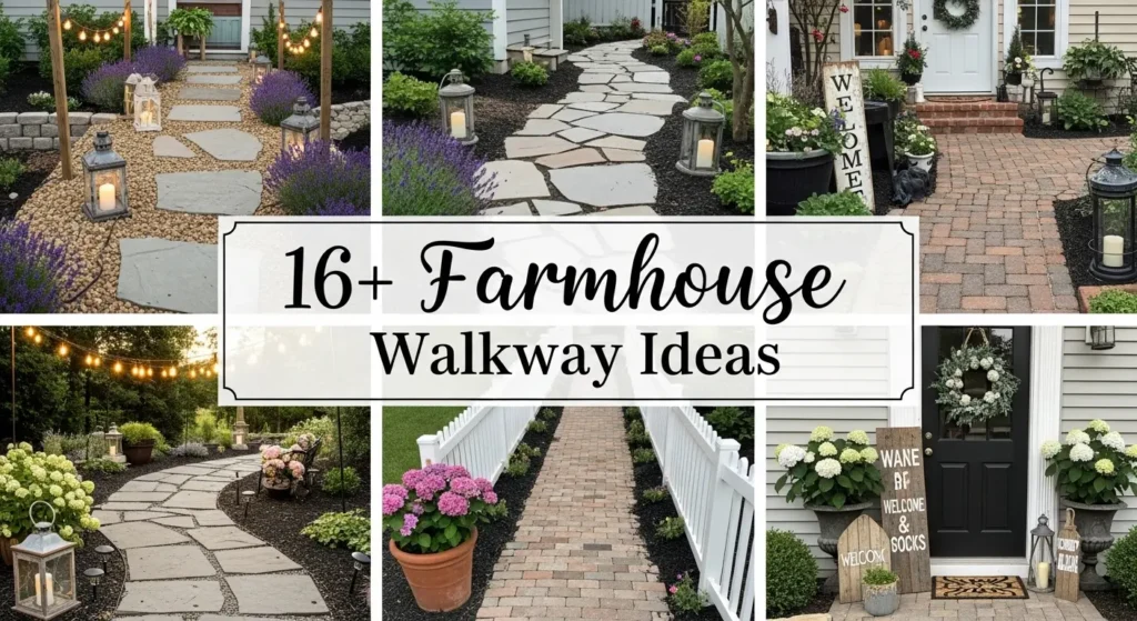 16+ Farmhouse Walkway Ideas to Transform Your Front Yard
