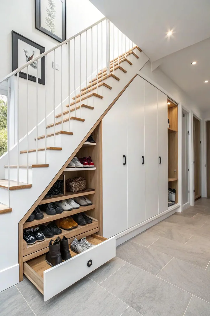 15+ Stairs Shoe Rack Ideas to Transform Your Entryway Storage