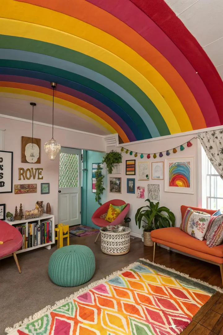 18+ Rainbow Wall Painting Ideas Bring Joy and Color to Your Living Space